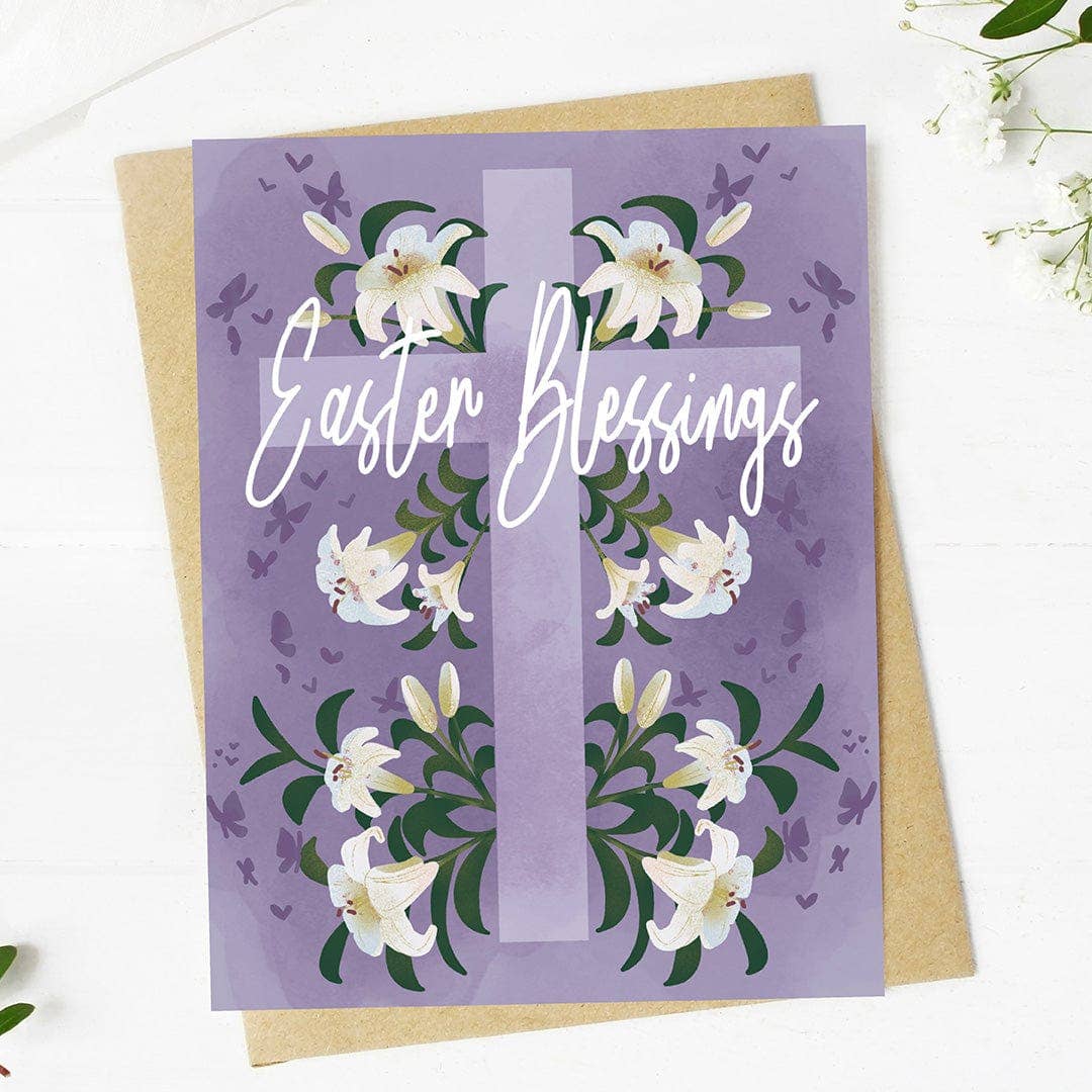 Big Moods - "Easter Blessings" Lily Cross Faith Card | Windswept ...